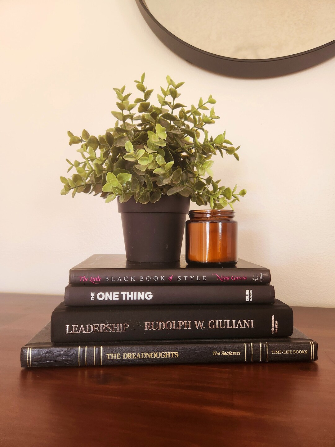 Custom Decorative Book Stack | Black Office Decor | Black Bookshelf ...