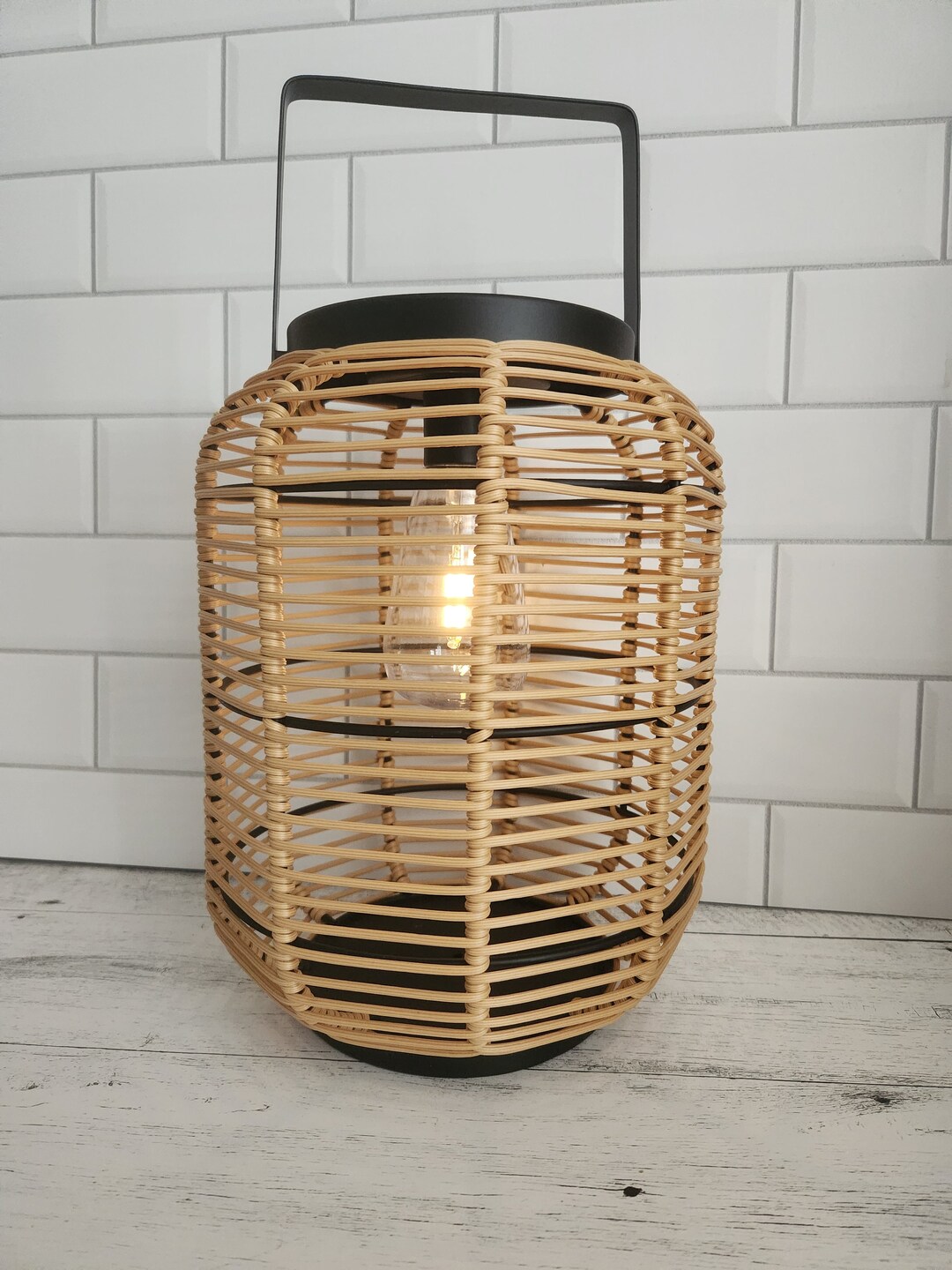 Extra Large Solar Lantern W/ Black Metal Handle | Garden Decor | Porch ...