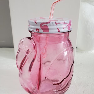 Pink Flamingo Jar – 18 Oz | Choose Flamingo Lid or Solar Light Lid ...