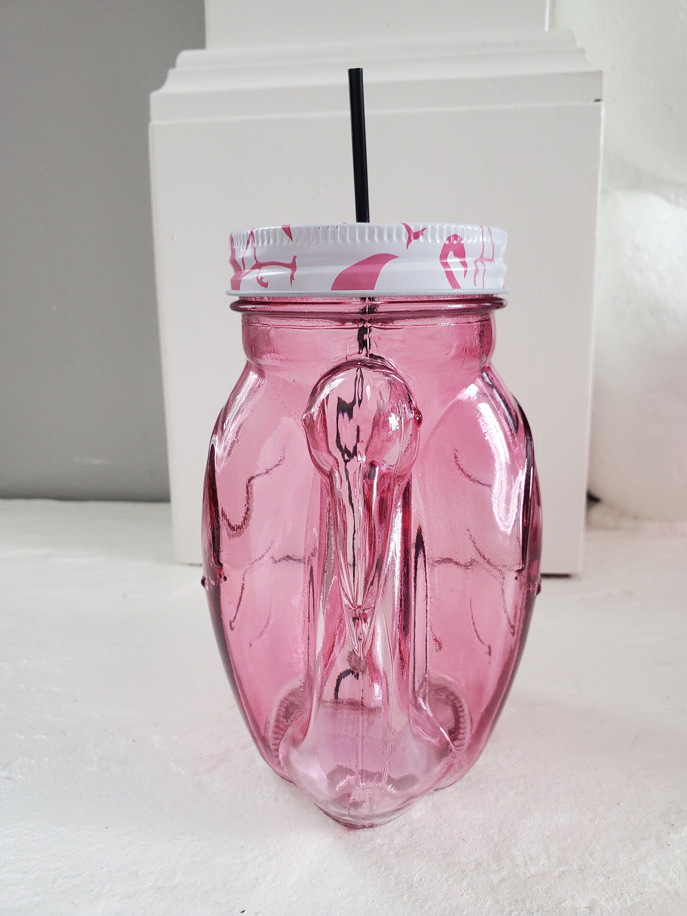 Pink Flamingo Jar – 18 Oz | Choose Flamingo Lid or Solar Light Lid ...