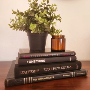 Custom Decorative Book Stack | Black Office Decor | Black Bookshelf ...