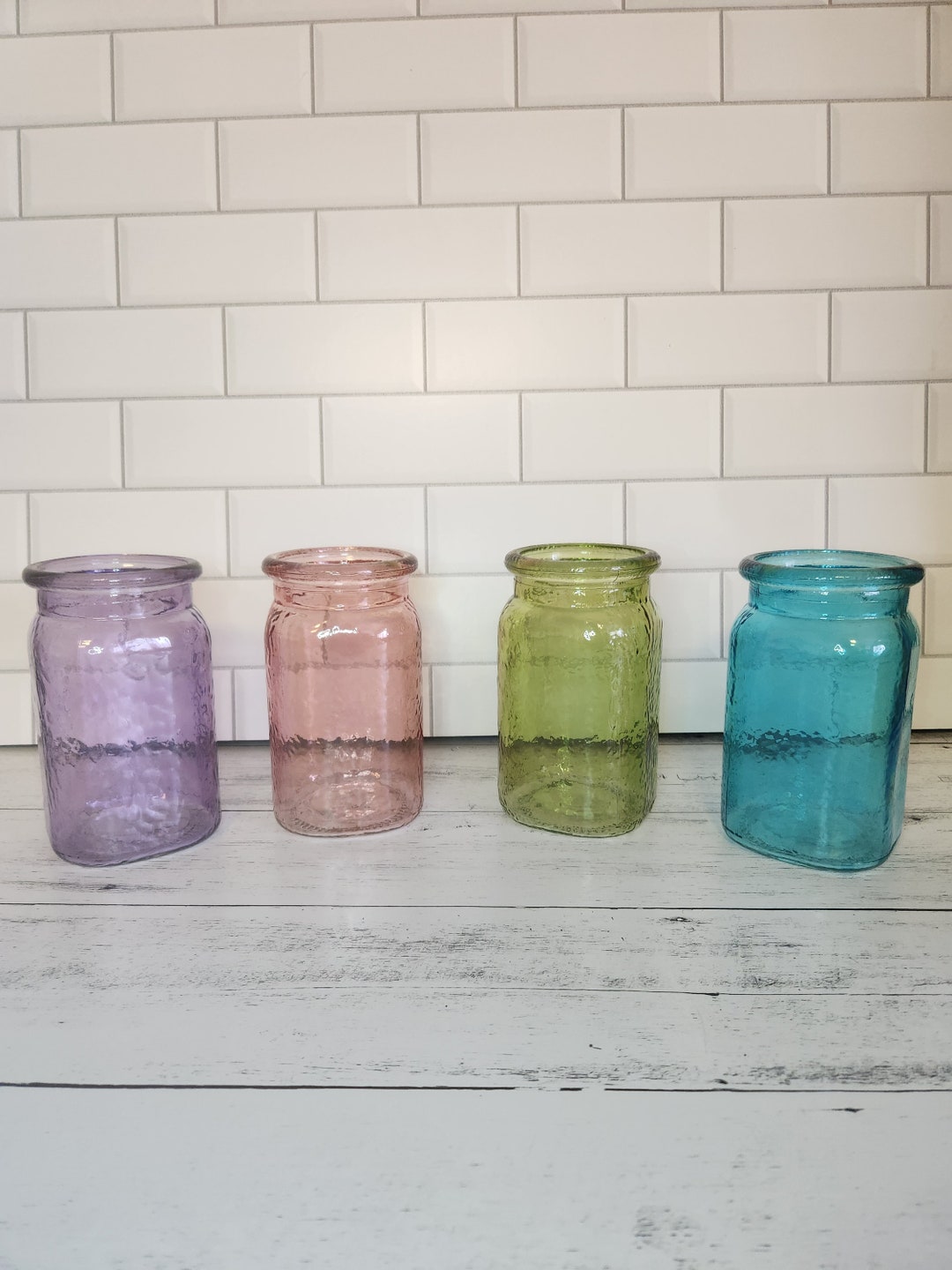 Colored Floral Jars, Glass Mason Jars Assorted Colors, Mason Jar Vases ...