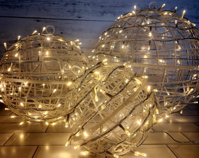 Solar Light Sphere Trio – Garden Decor | Warm White Glow | Outdoor ...