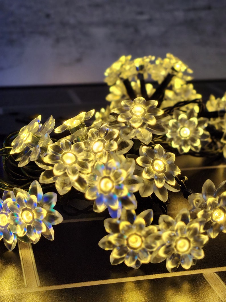 Solar Lotus Flower String Lights – 30 LED Lights | 21 Ft Strand | Pick ...