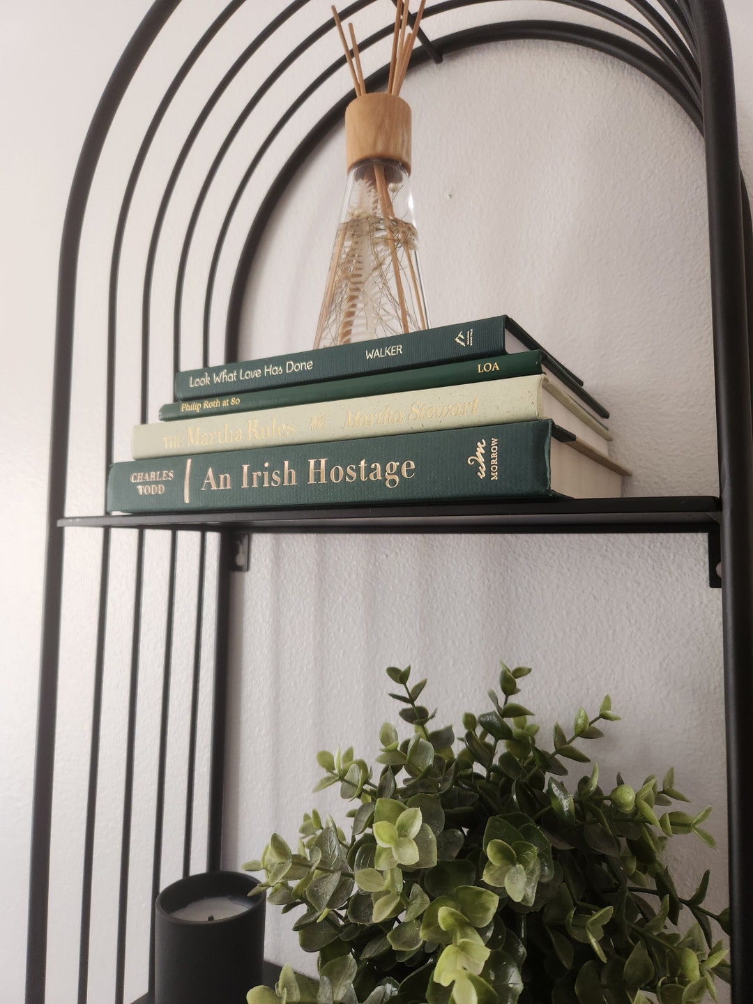 Custom Decorative Book Stack Green Office Decor Green Bookshelf Decor ...