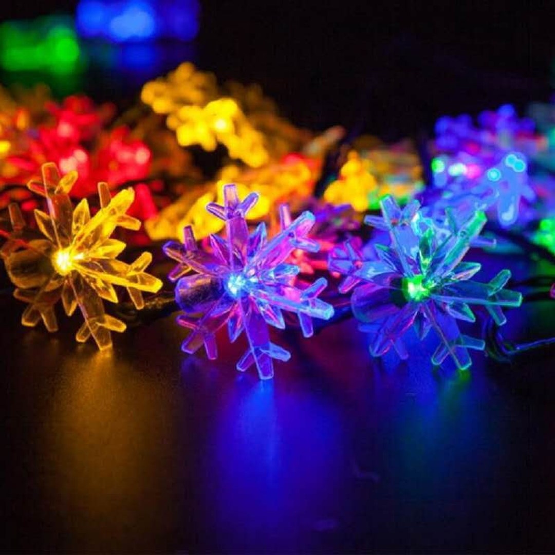 Solar Christmas Lights, Christmas Decor, Snowflake String Lights, Porch ...