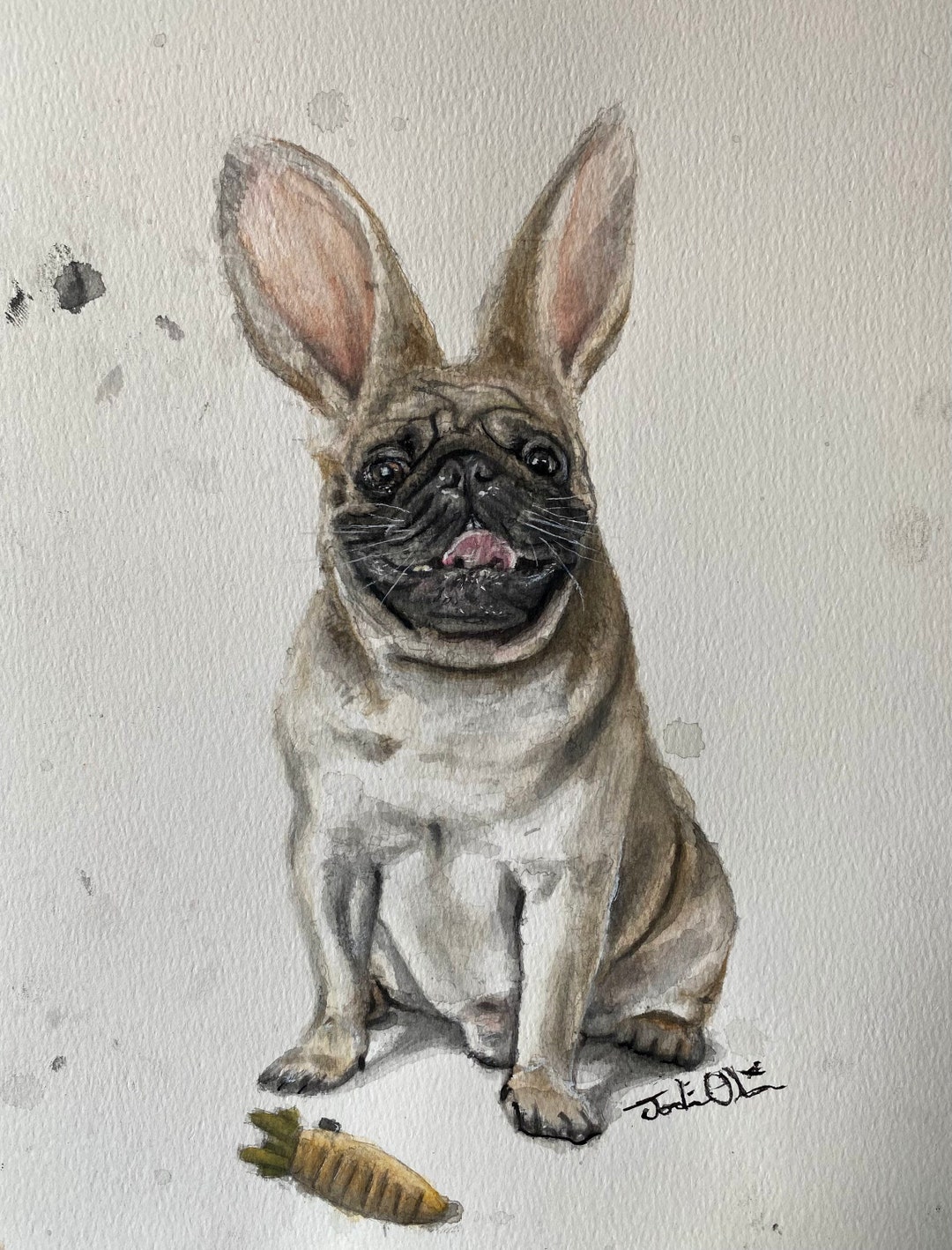 Pugs Bunny Signed Print | 8.5”x11” Original Art Print | Pug Art | Dog ...