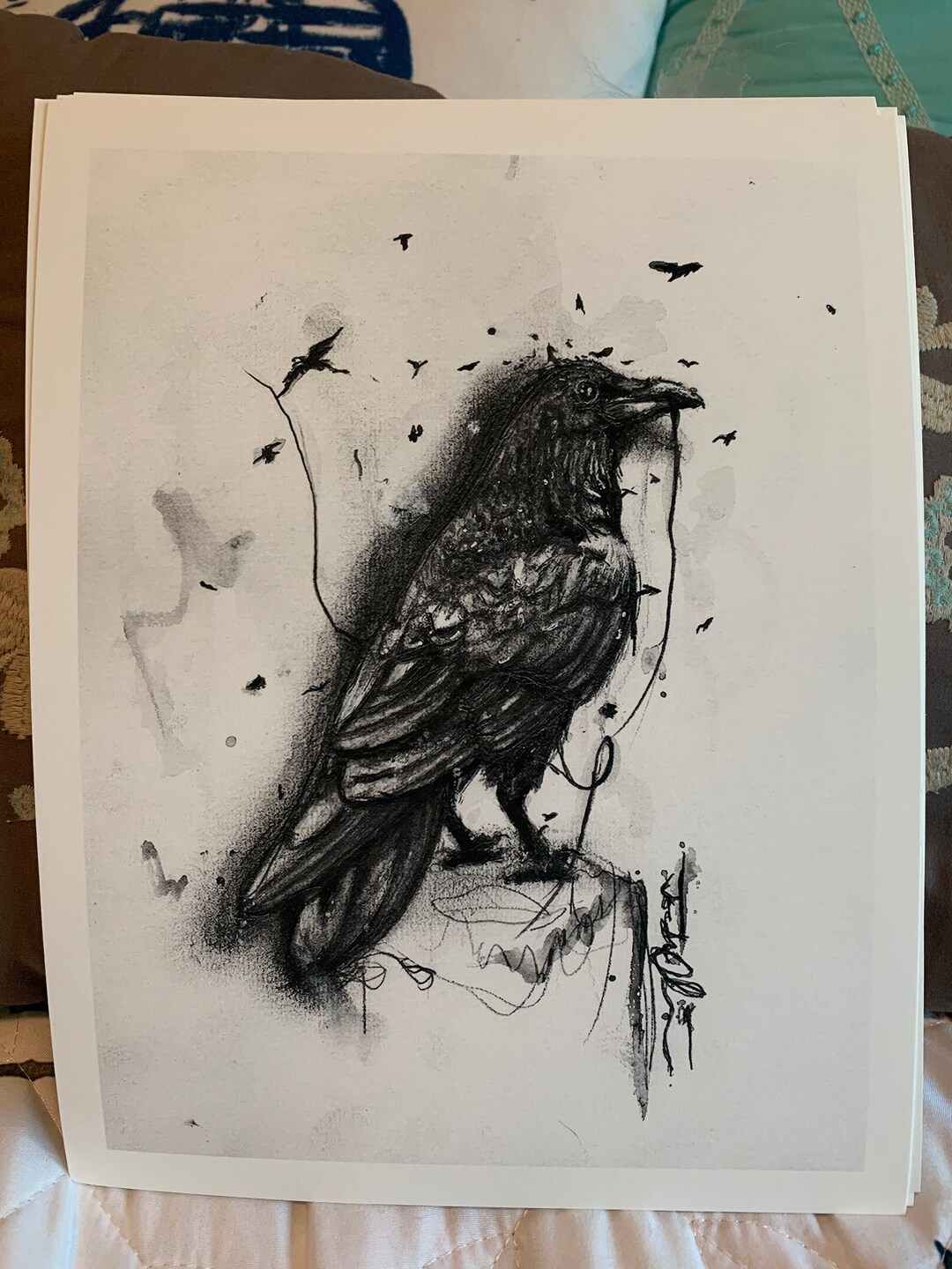 Signed “crow Study” Art Print | 8.5”x11” Original Art Print | Crow Art ...