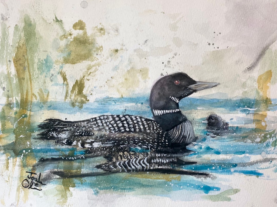 Loon Original Painting 9x12 Original Art Painting Animal Art Loon ...