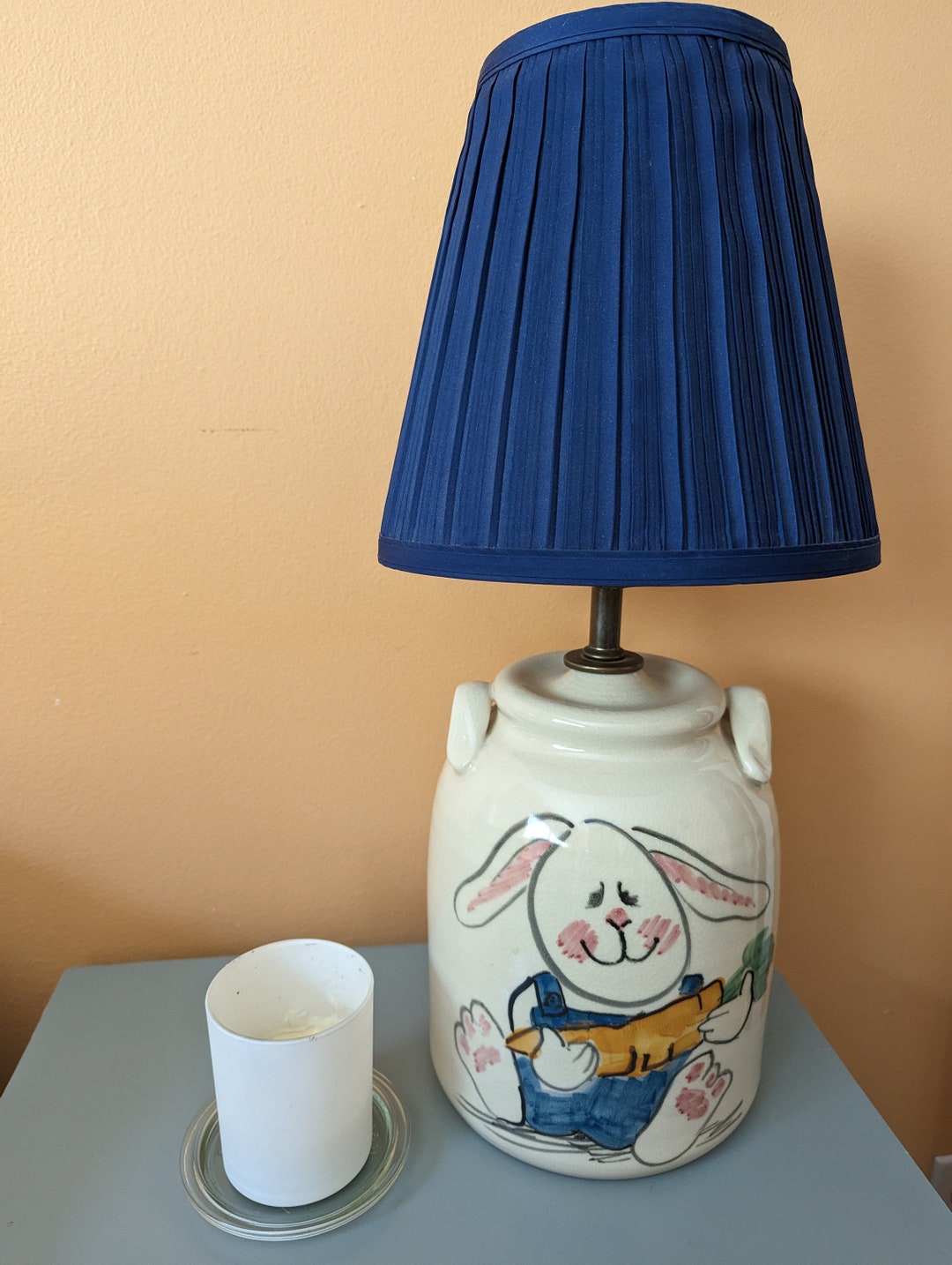 Bunny Rabbit Lamp, Artist Hand-painted Ceramic Crock - Etsy
