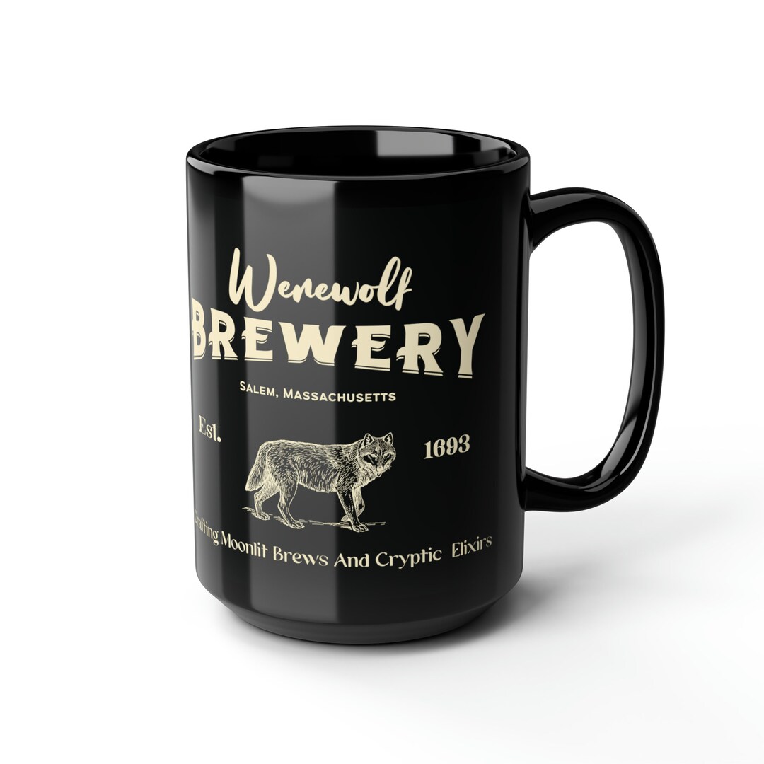 Werewolf Brewery Ceramic Mug Sip in Moonlit Brew Magic .black Mug, 15oz ...