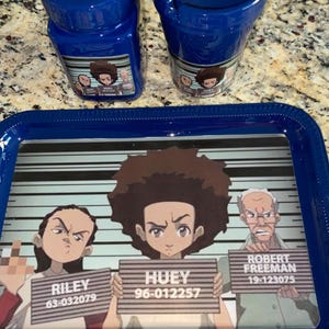 Custom Boondocks Smoke Rolling Tray, Grinder Set, Huey, Riley, Robert ...