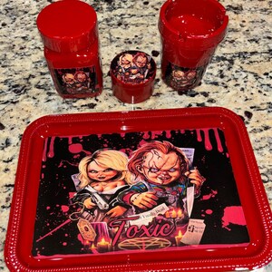 Custom Chucky and Tiffany Toxic Couple, Bride of Chucky Smoke Rolling ...