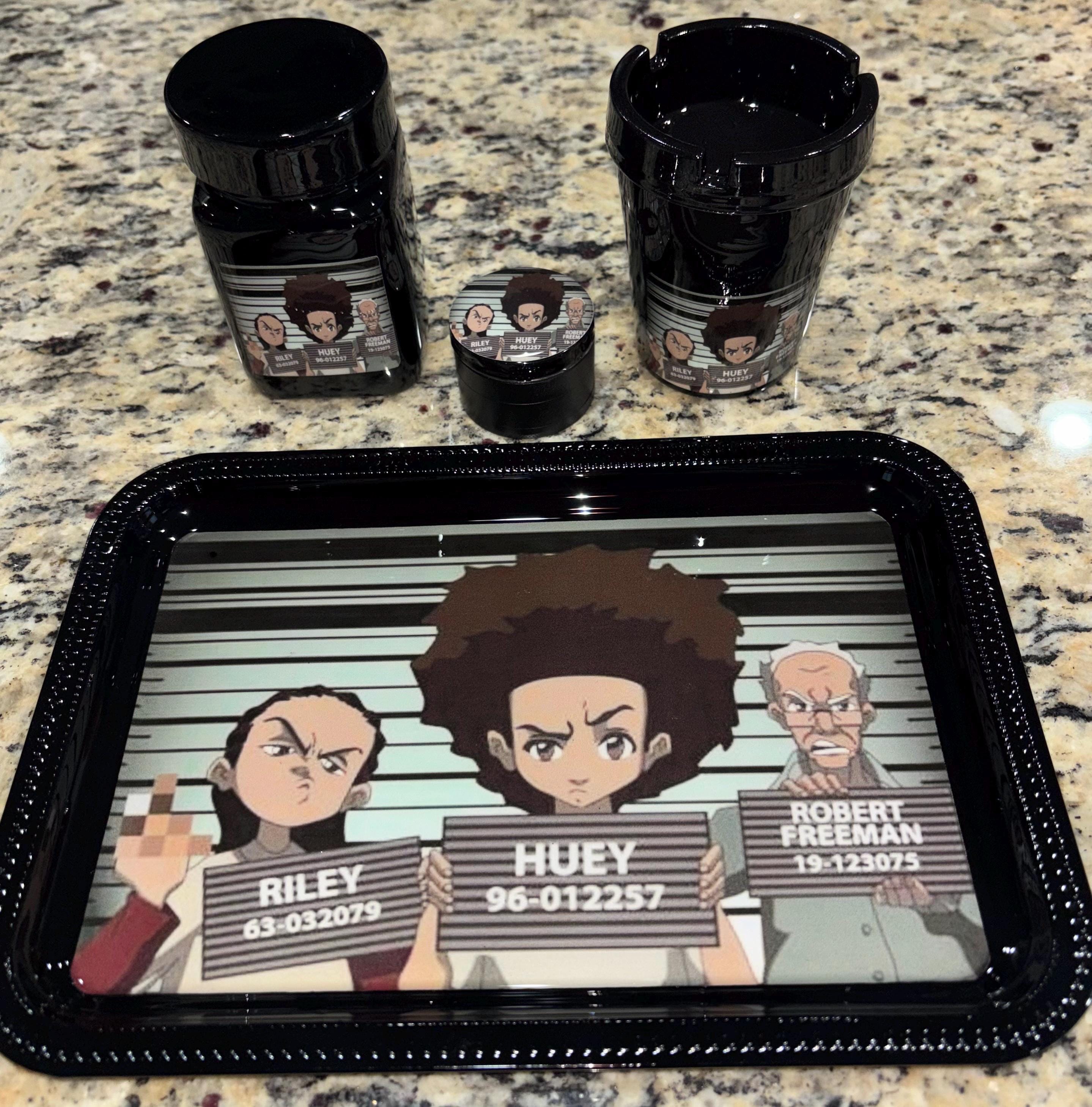 Custom Boondocks Smoke Rolling Tray, Grinder Set, Huey, Riley, Robert ...