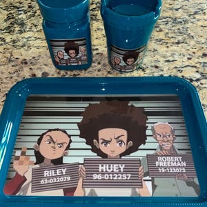 Custom Boondocks Smoke Rolling Tray, Grinder Set, Huey, Riley, Robert ...