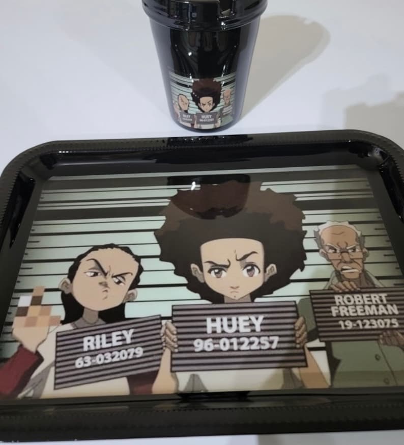 Custom Boondocks Smoke Rolling Tray, Grinder Set, Huey, Riley, Robert ...