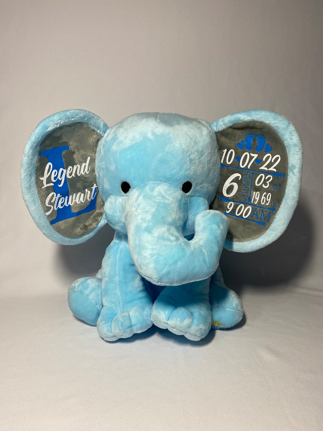 Personalized Baby Keepsake, Birth Stat Plush Elephant, Baby Shower Gift ...