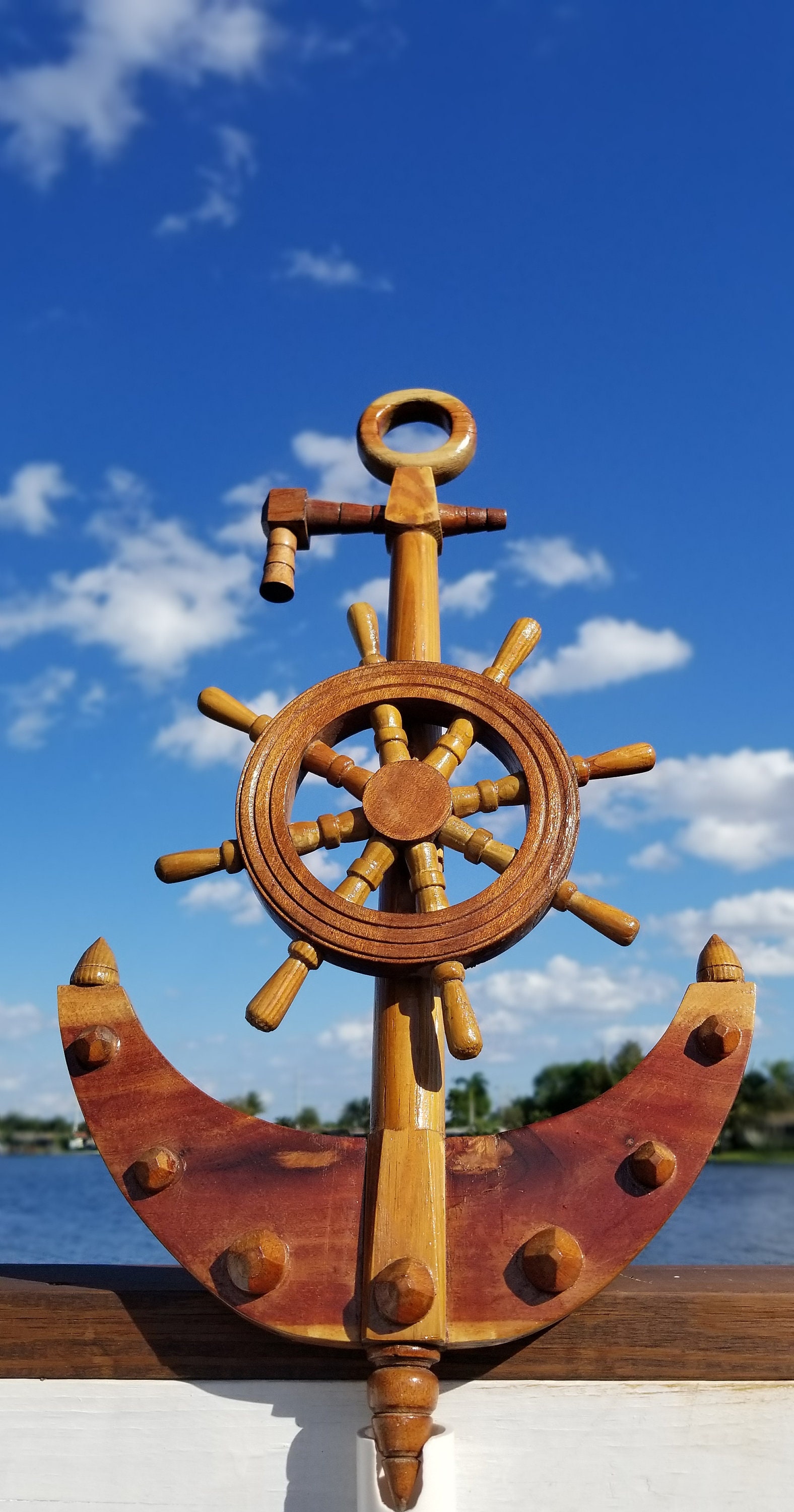 Maritime Anchor Ship Wheel Decor. Wooden Anchor. Ancla Nautica. Nautic ...