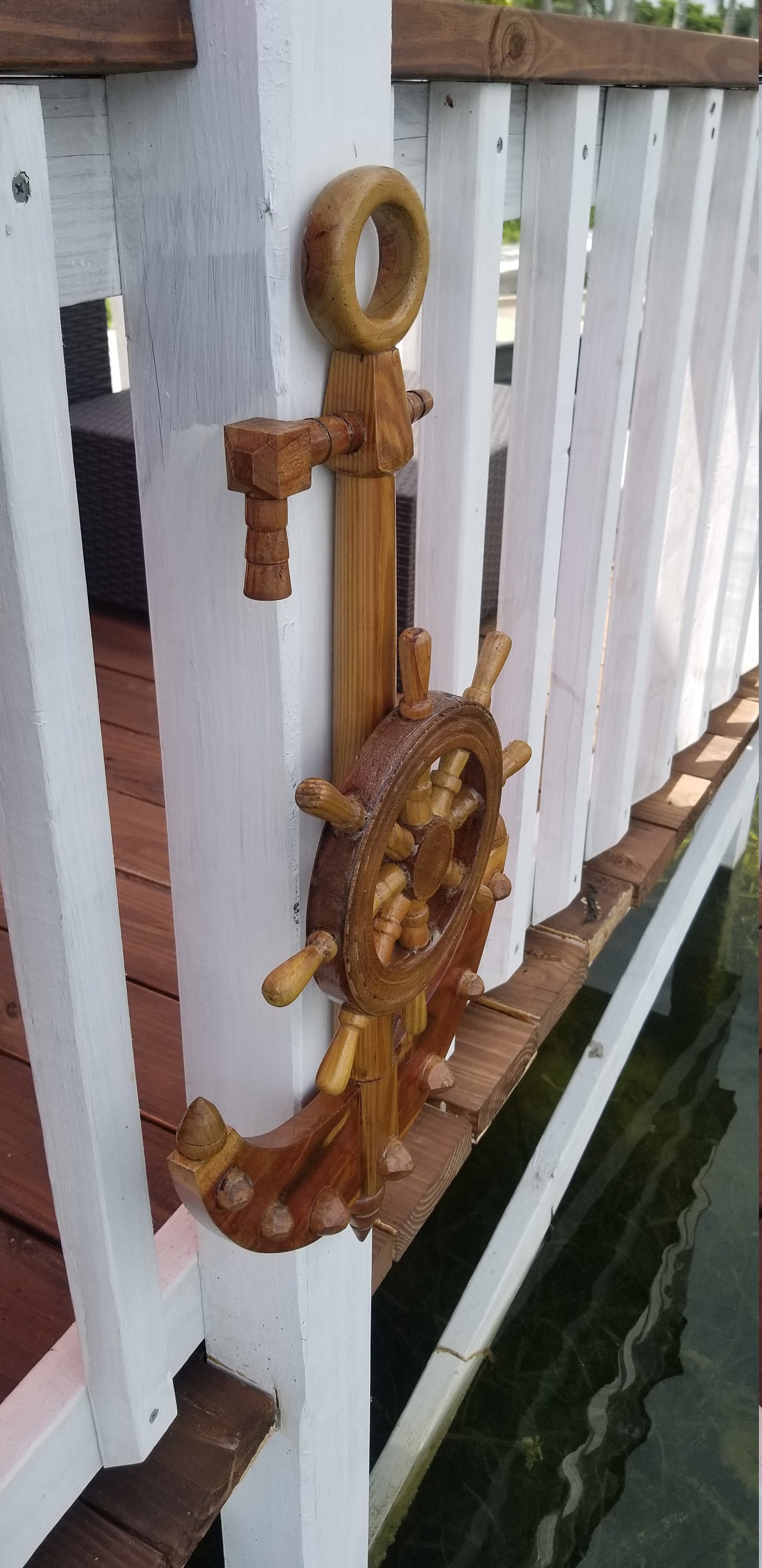 Maritime Anchor Ship Wheel Decor. Wooden Anchor. Ancla Nautica. Nautic ...