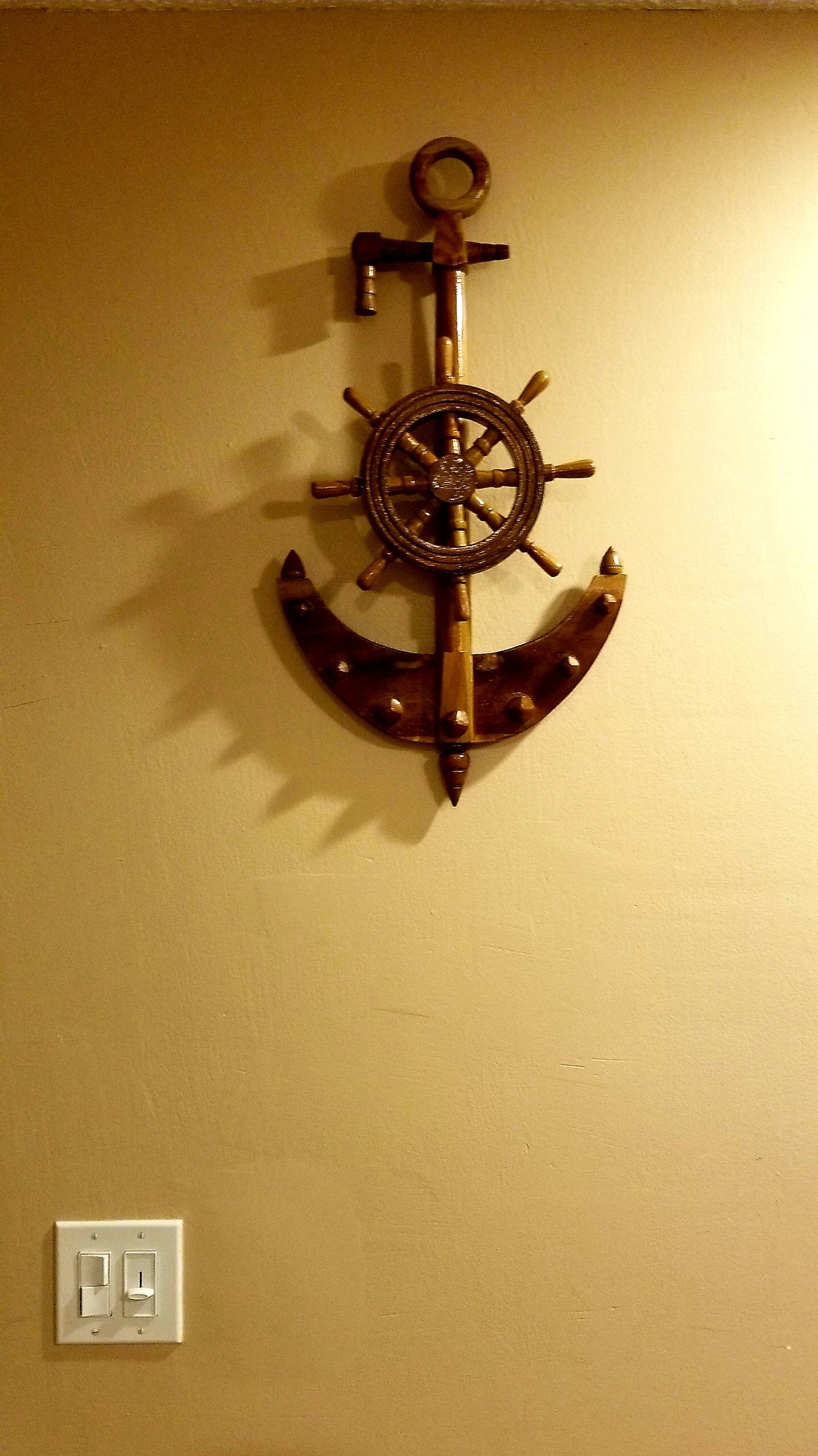 Maritime Anchor Ship Wheel Decor. Wooden Anchor. Ancla Nautica. Nautic ...