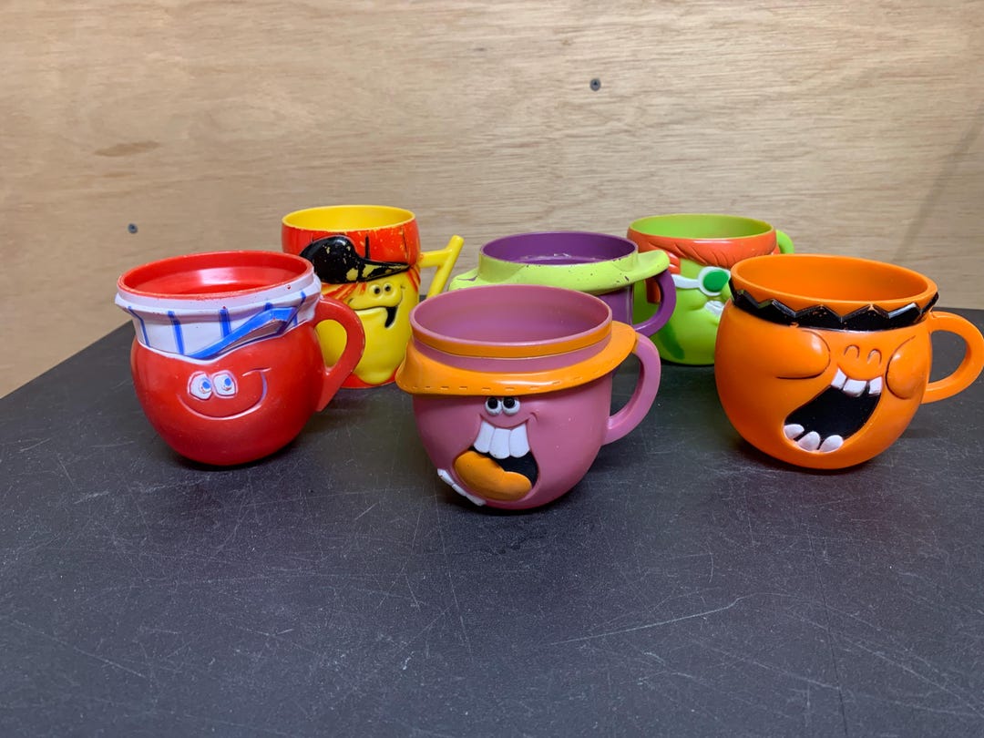 Vintage Pillsbury 1960's Funny Face Plastic Mugs Cups Lot Set of 5 ...