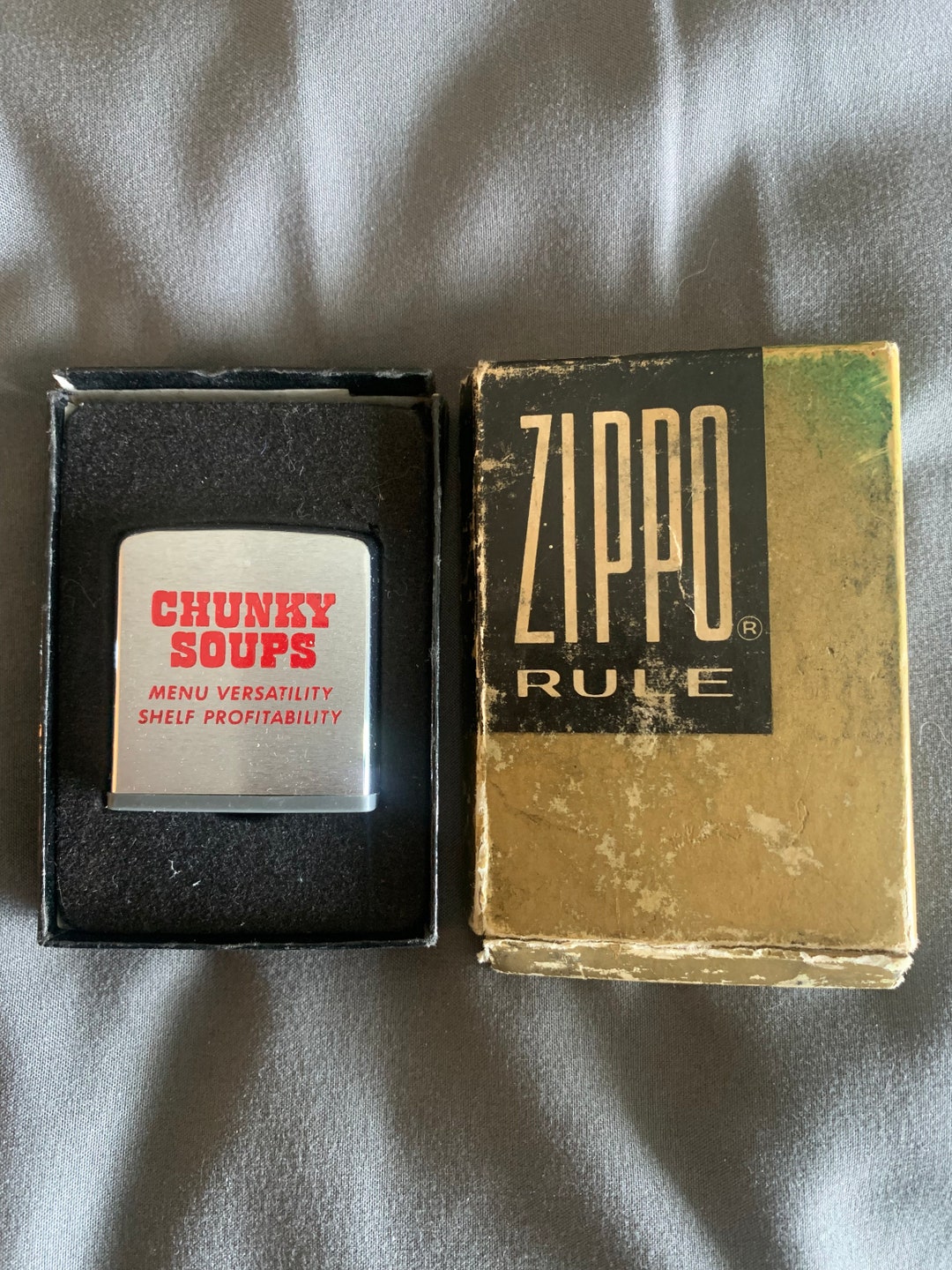 Vintage Zippo Lighter Co.ruler Measuring Tape Chunky Soups Advertising ...