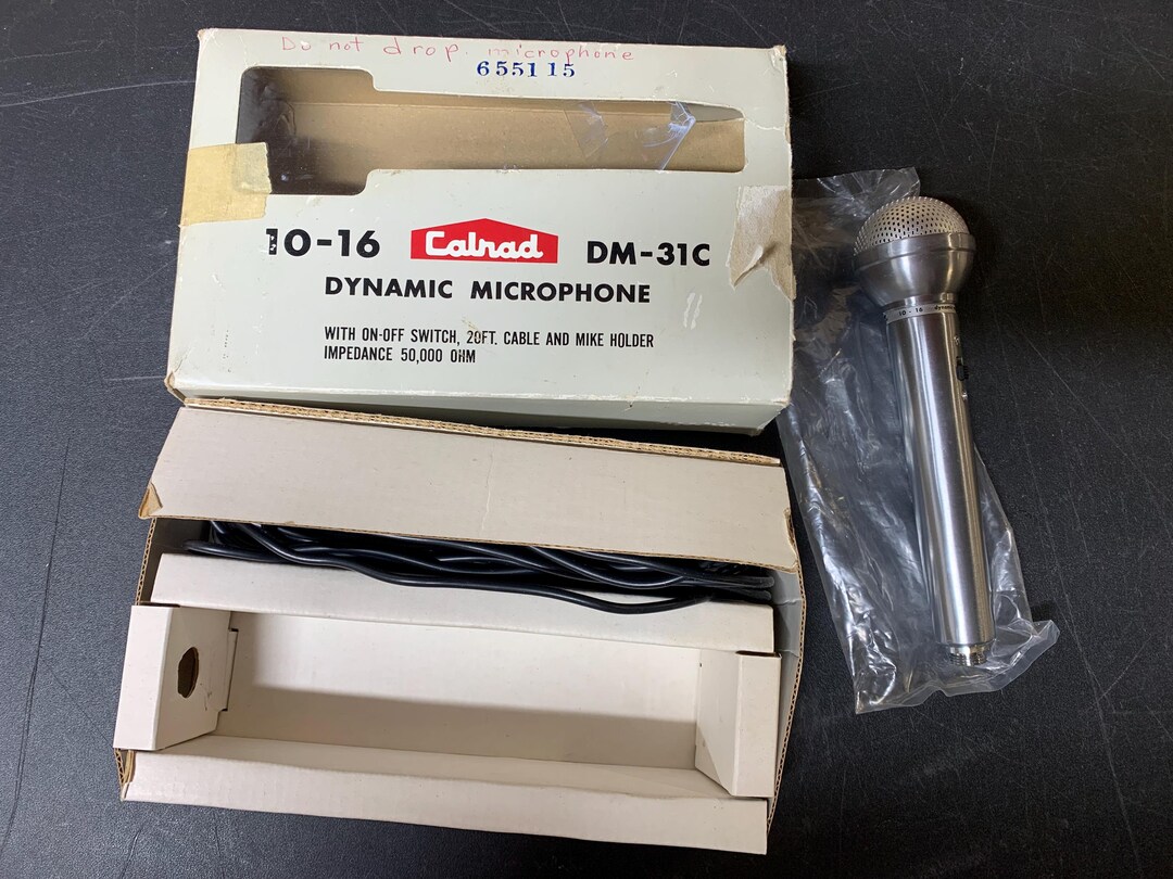 10-16 Calrad DM-31C Hi-z Dynamic Harp Mic Vintage Original Box Japan ...