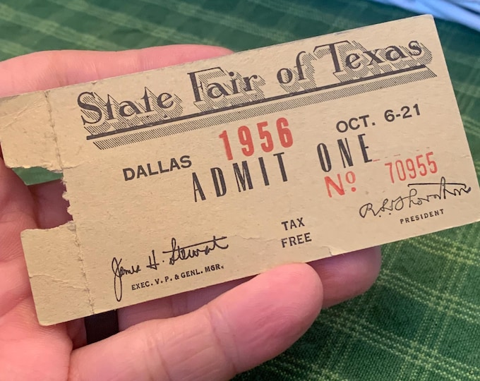 Vintage Dallas Texas State Fair 1956 Ticket Stub - Etsy