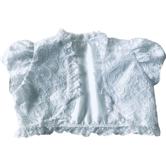 Girls Lace Bolero Jacket with Cap Sleeve Flower Frill | Etsy