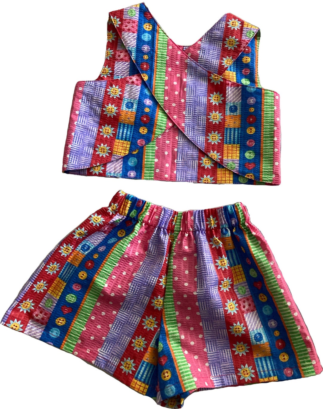 Girls' Floral Criss-cross Back Cotton Short Set - Etsy