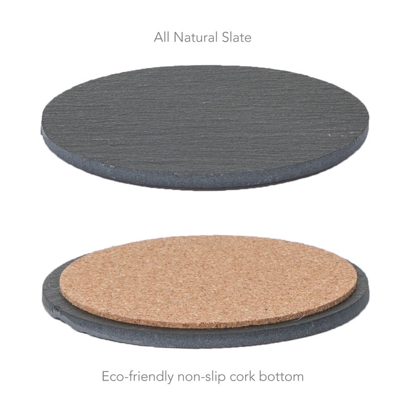 Black Stone Slate Coasters With Cork Boho Home Decor - Etsy