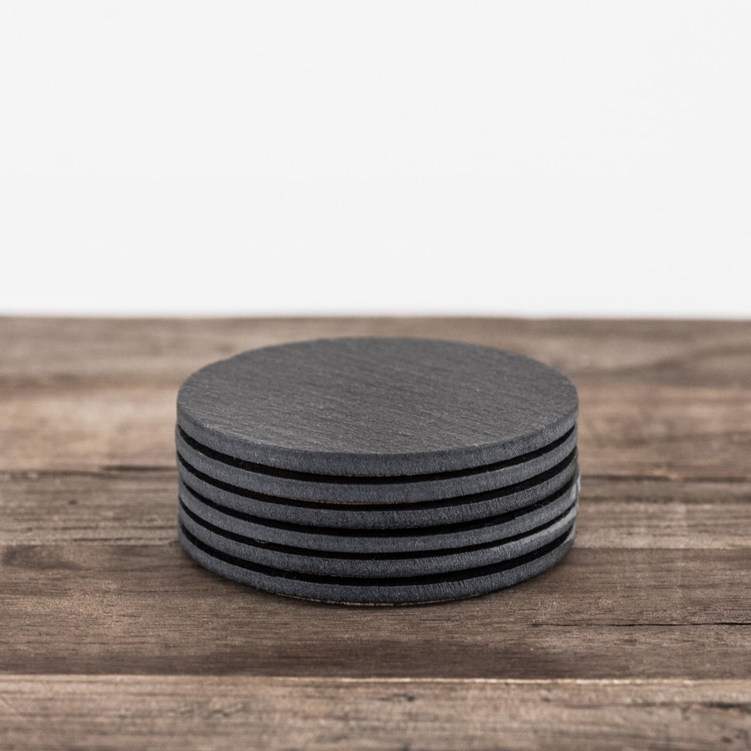 Black Stone Slate Coasters With Cork Boho Home Decor Tableware Rock ...