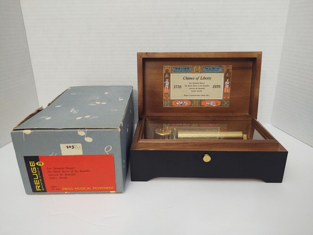 Rare Reuge Swiss Chimes of Liberty Commemorate Music Box New Old Stock ...