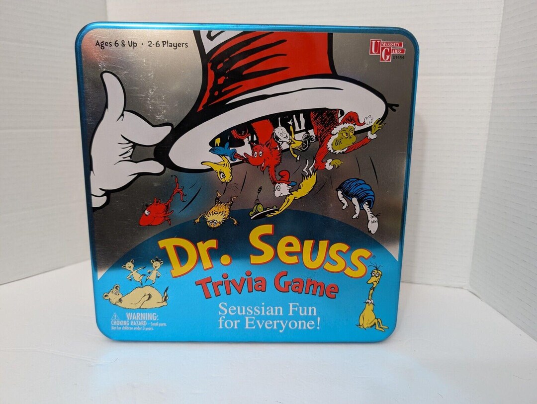 Dr Seuss Trivia Board Game Complete Vintage 2000 Tin Box- New Open Tin ...