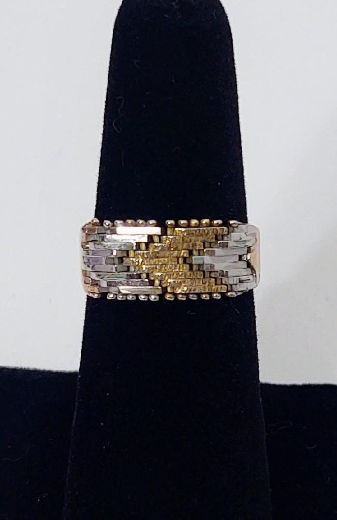 Vintage IBB Italy 925 Sterling Silver Tri Color Mesh Woven Ring Size 6. ...
