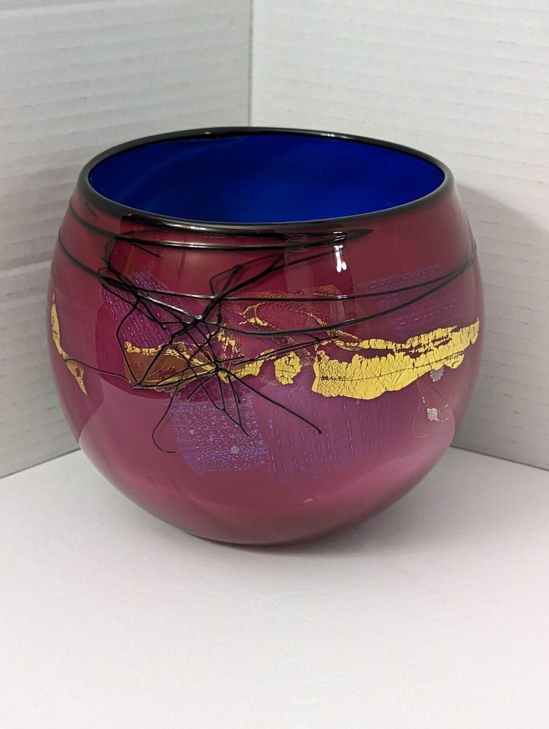 Beautiful Gary Zack Purple Blue Art Glass Bowl Hand Blown - Etsy