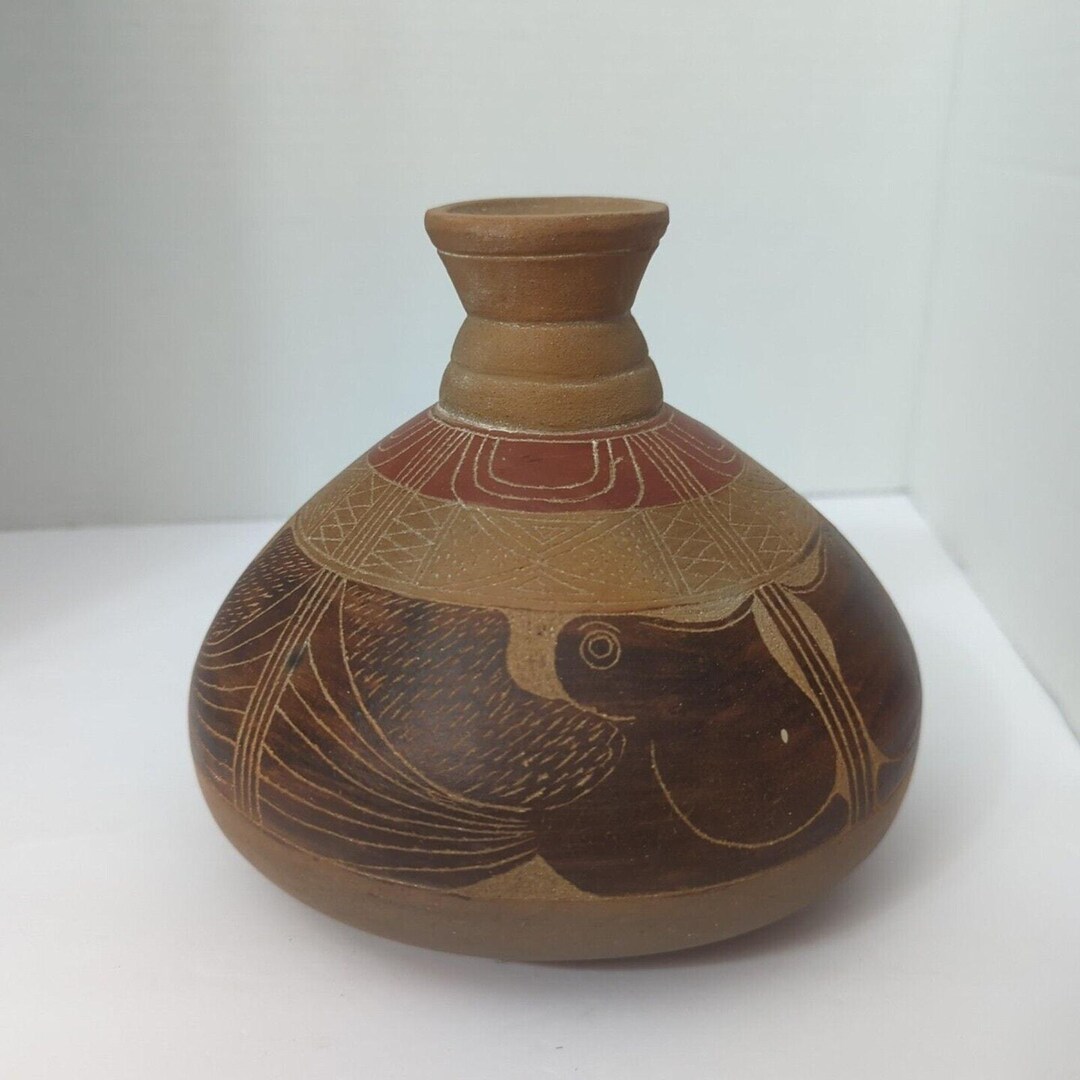 Vintage 2002 Ecuadorian Pottery Vase - Etsy