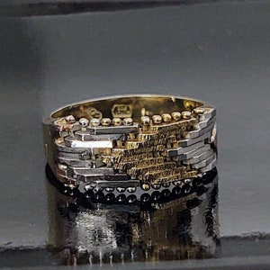 Vintage IBB Italy 925 Sterling Silver Tri Color Mesh Woven Ring Size 6. ...