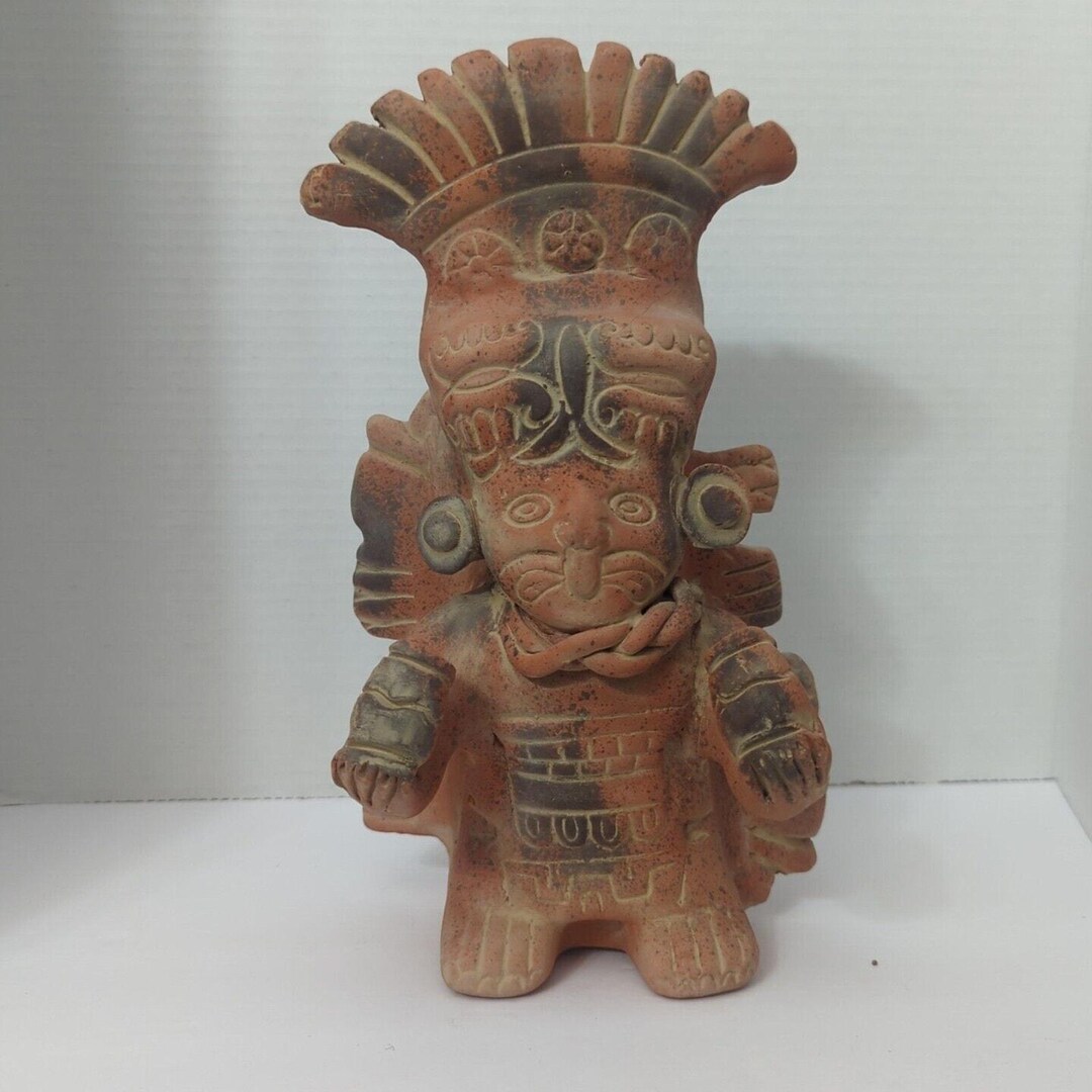 Vintage Statue Aztec Inca Mayan Tribal Figure Decor Terracotta Pottery ...