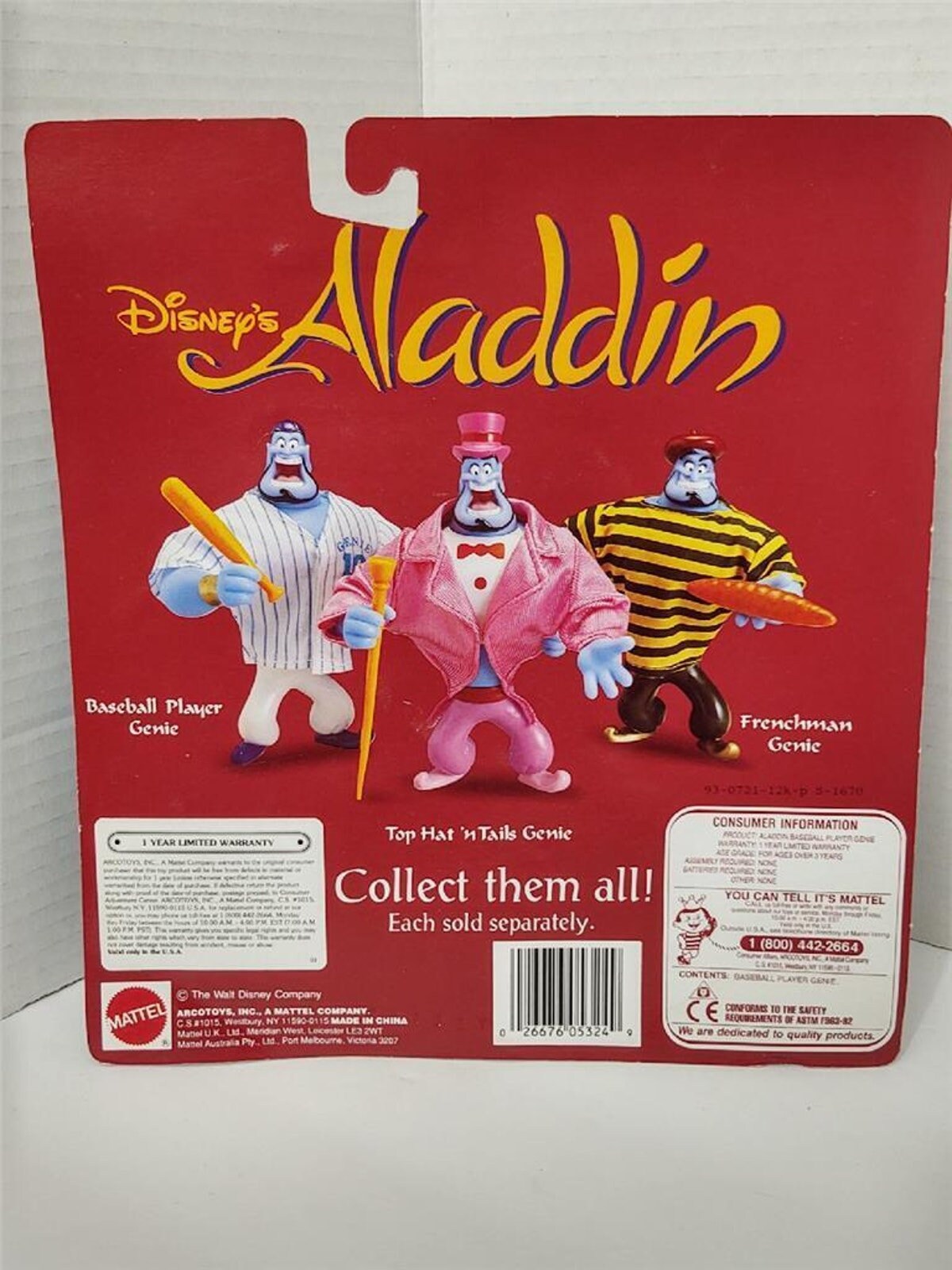 Vintage Mattel Disney Aladdin Baseball Player Genie Action Figure New ...