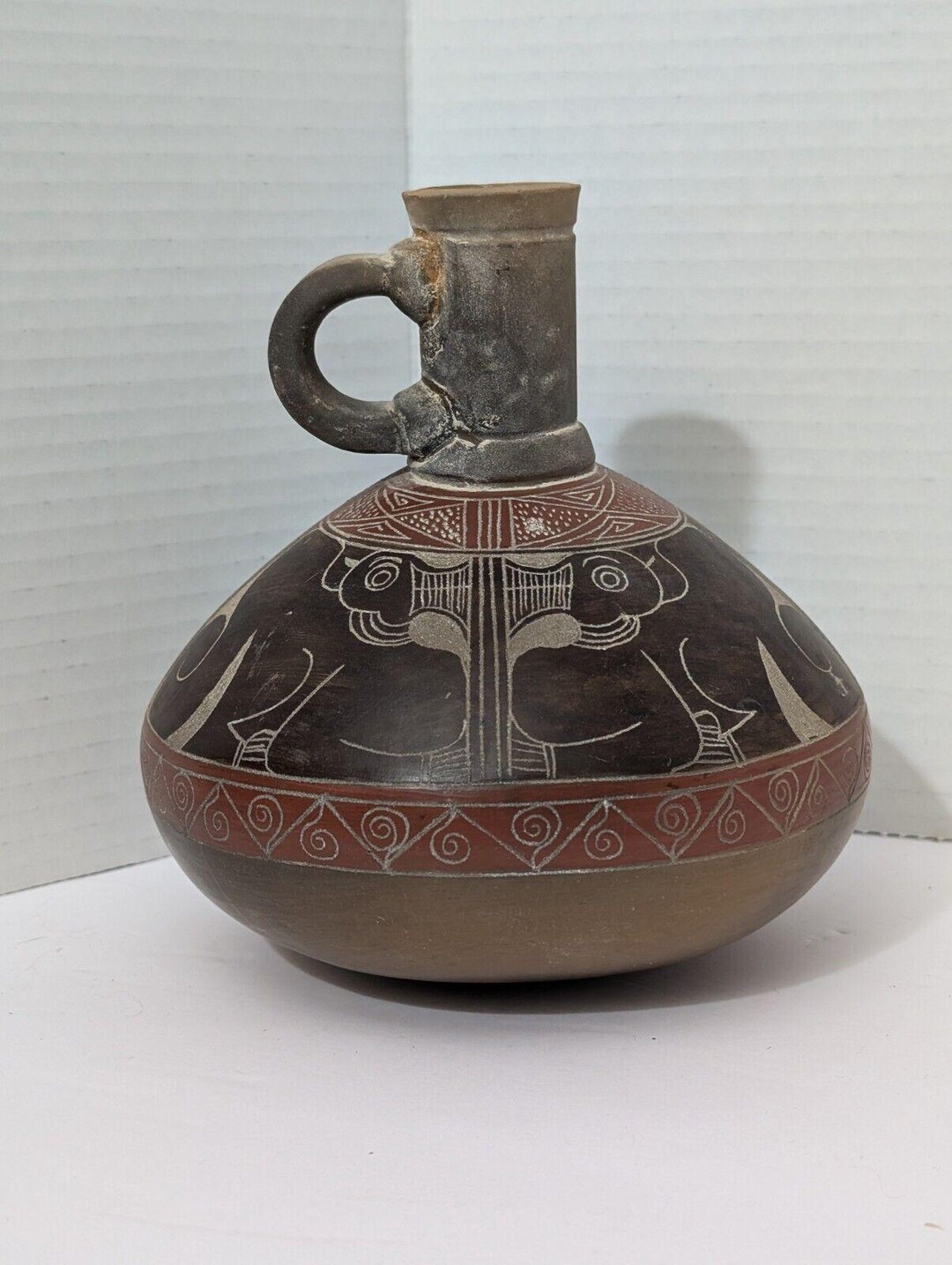 Vintage Ecuadorian Etched Pottery Clay Handled Vessel - Etsy