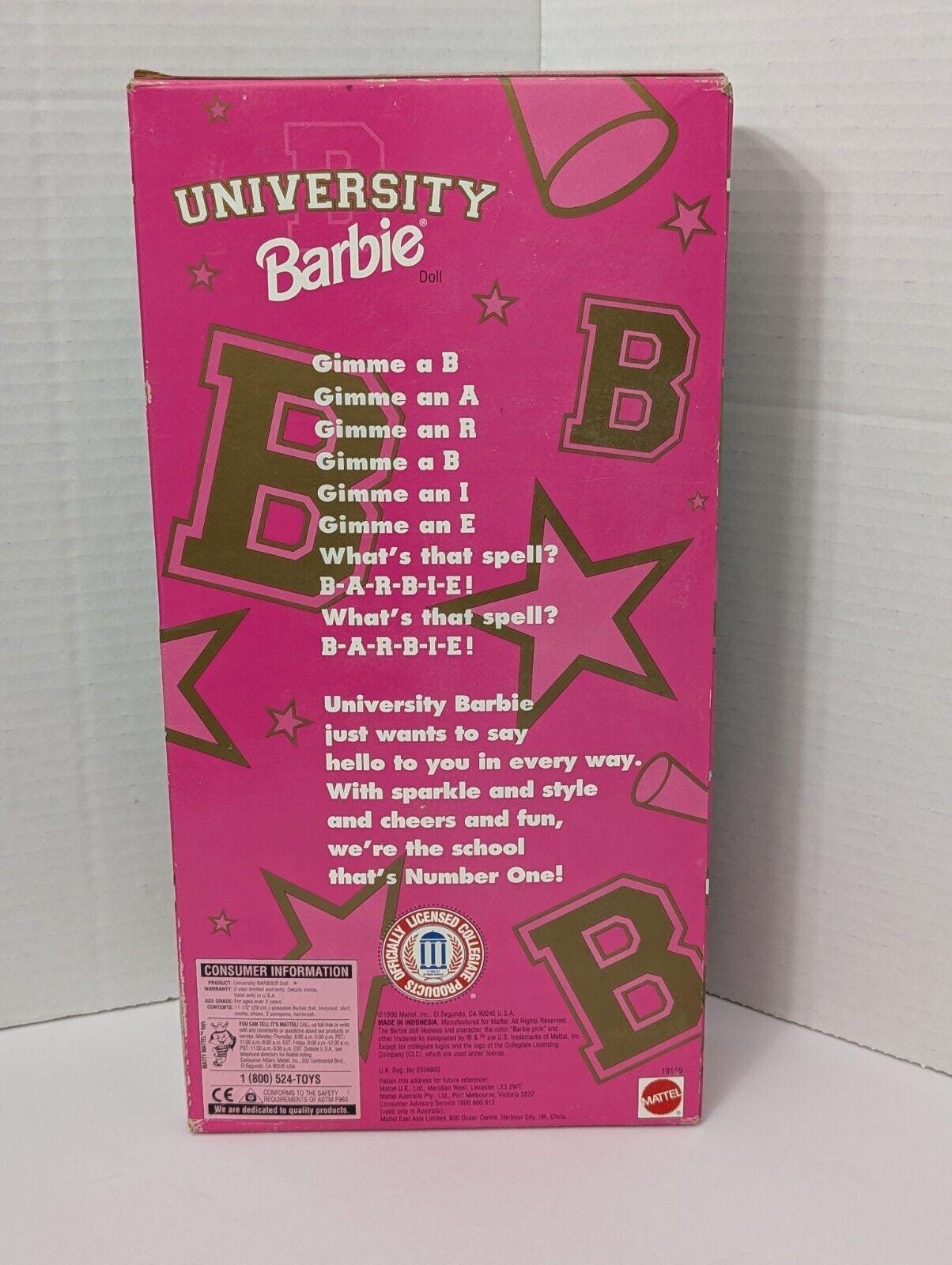 Barbie Vintage 1996 Georgia Tech University Cheerleader Fashion Doll ...