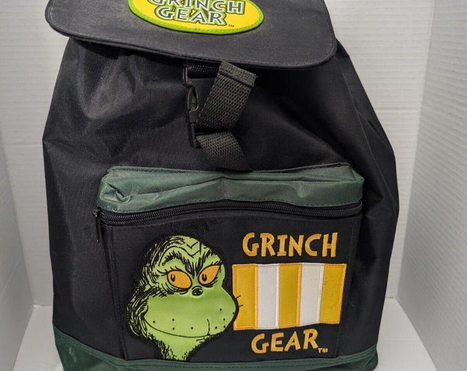 Vintage Dr Seuss Grinch Gear Black and Green Backpack - Etsy