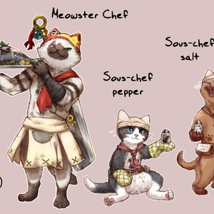 Meowscular Chef & Two Sous-chefs Stickers/magnets - Etsy