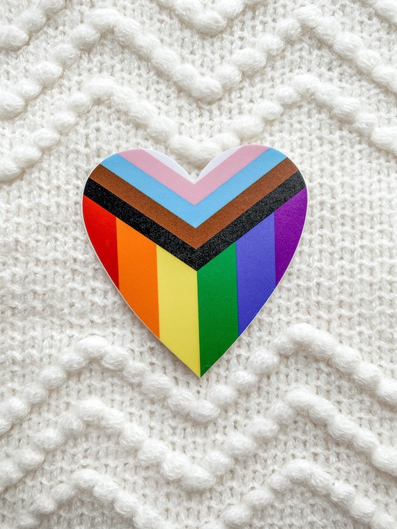 Progressive Pride Flag Heart Sticker Daniel Quasar Flag | Etsy