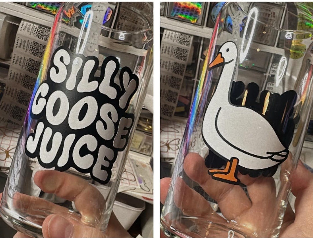 Silly Goose Juice, Iced Coffee Glass, Funny Cups, Drinkware, Silly ...