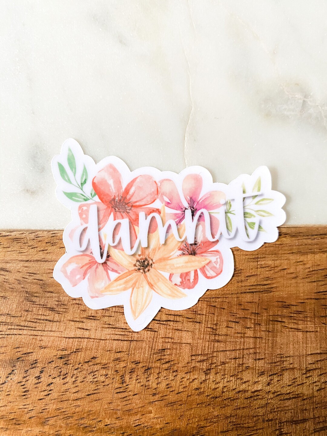 Floral Swear Sticker, Floral Flowers Damnit, Laptop Stickers, Water ...