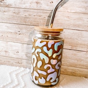 Leopard Glass Can Cheetah Glass Can Beer Can Glass Iced | Etsy