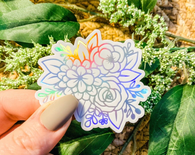 VINYL STICKER Garden Monster Flower Bouquet Botanical Folk Art Car ...