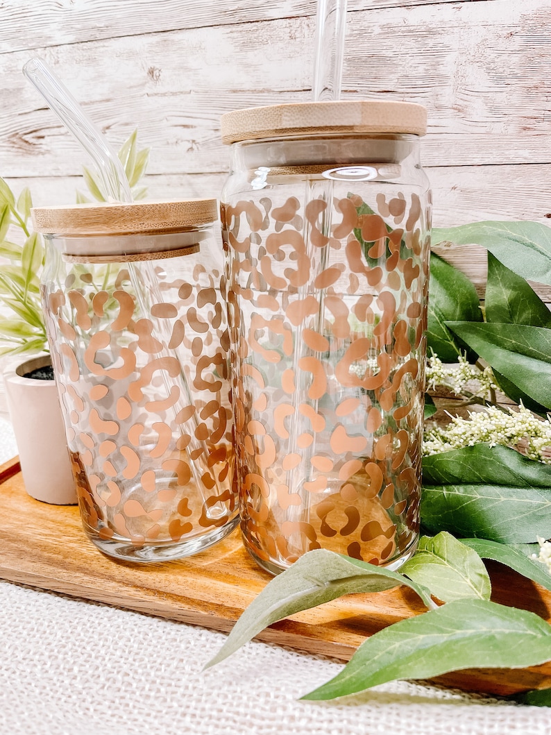 Leopard Glass Can, Cheetah Glass Can, Beer Can Glass, Iced Coffee Glass ...